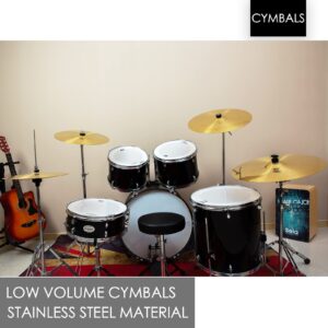 Cymbal Pack, Cymbal Set 14''/16''/18''/20'' (5 Pcs) | FREE Cymbal Bag included (Gold)