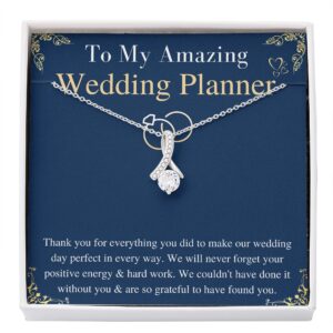 meaningful jewelry gifts for wedding planner necklace from bride and groom thnak you gift for event organizer jewelry for wedding ceremony keepsake gift with message card (standard black box)