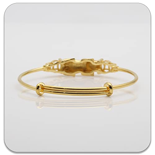 PEAS 18K Gold Plated Jewelry Feng Shui Pi Xiu Bracelet Adjustable Cuff Bracelet