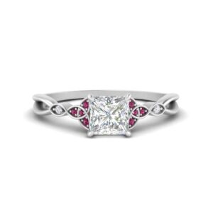 55carat celtic knot split diamond ring 925 sterling silver created pink sapphire princess shape pink color petite engagement rings pave setting in size 6 party wear daily wear ornament