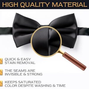 Adam Young Men's Black Bow Tie Pre-Tied Style Formal Satin Classic Bowtie for Tuxedo Faux Silk (Large, Black)