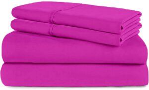 mk linen 4 piece premium sheet set cotton king, 100% egyptian cotton, 800 thread count, 8 inch deep pocket of cotton sheets (hot pink)