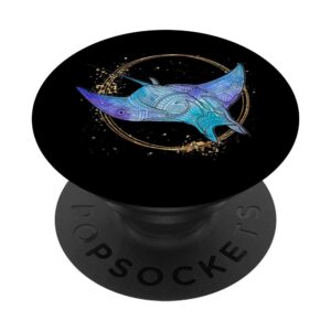 polynesian tattoo ocean animal scuba diving manta ray popsockets swappable popgrip