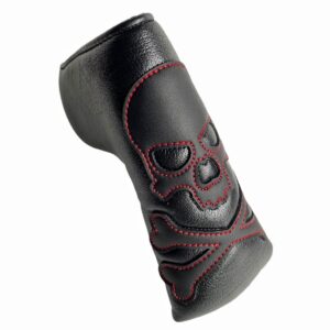 golf putter cover blade putter headcover magnetic - black pu leather - skull golf club headcover fits for scotty cameron select newport series putters for golfer protect golf clubs protector for men