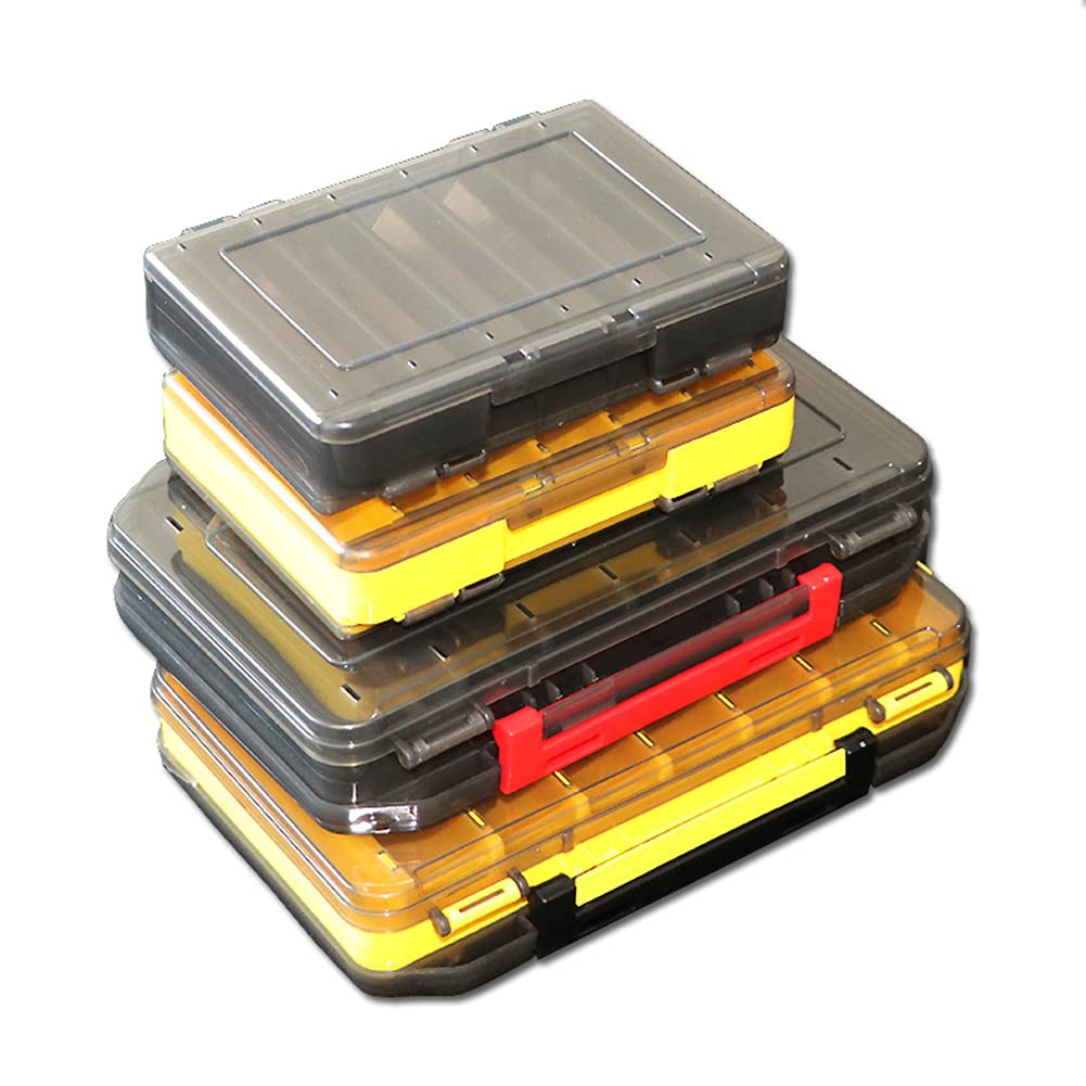 Gigicloud Plastic Fishing Tackle Accessory Box Fishing Lure Box Case 12 14 Room Double Sided Fishing Lure Bait Hooks Storage Box Case Container For Fishing Bait Plastic Storage Box