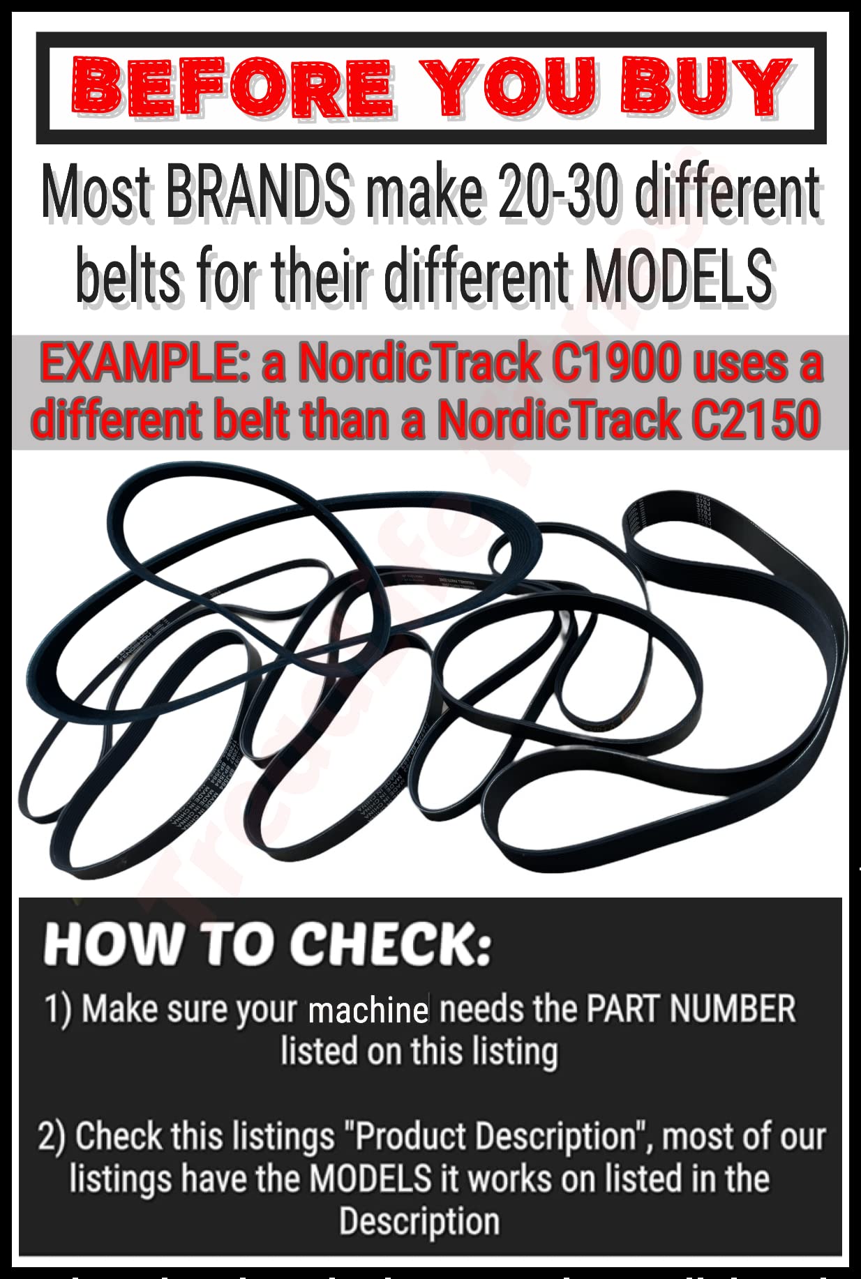 Treadmill Drive Belt | Part Number 1000109551 | Compatible with Various Horizon Treadmills (Models Listed)