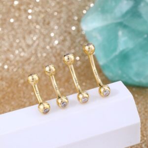 COCHARM 14K Gold Short Belly Button Rings 14G 8mm Real Gold Cute Upper Belly Piercing Rings Solid Gold 14K Navel Rings Navel Piercing Jewelry