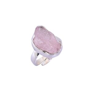 naturl rose quartz ring, rough gemstone ring, 925 sterling silver ring, handmade ring, gemstone ring, gift for women, fashion jewelry, raw rose quartz ring, rough ring, adjustable ring