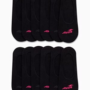 Avia Women's Cushioned No Show Socks (12 Pack), Size 4-9, Pure Black