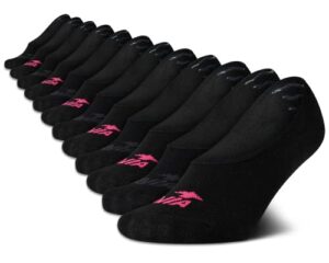 avia women's cushioned no show socks (12 pack), size 4-9, pure black