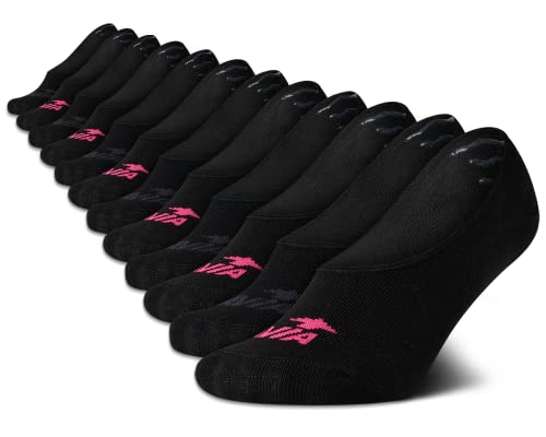 Avia Women's Cushioned No Show Socks (12 Pack), Size 4-9, Pure Black