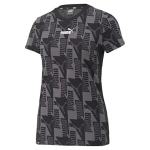 puma women's power all over print tee, black, large