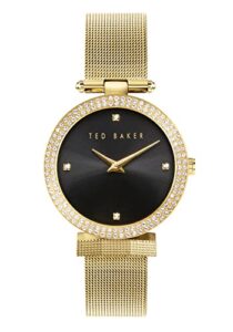 ted baker women's quartz stainless steel strap, gold, 16 casual watch (model: bkpbws2109i), gold/black