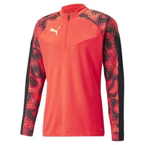 puma men's individualfinal wc 1/4 zip top, fiery coral black, small