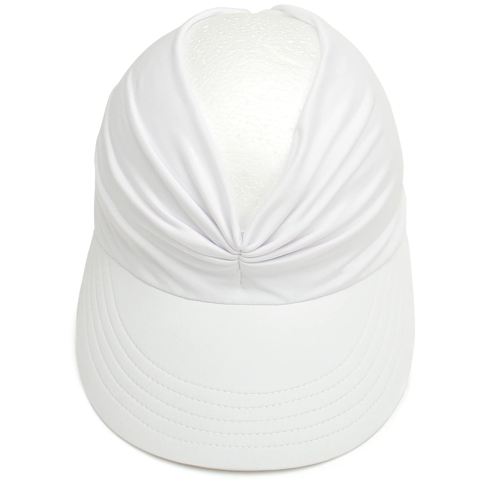 Muryobao Womens Sun Visor Hat Wide Brim Summer UPF 50+ UV Protection Beach Sport Cap White