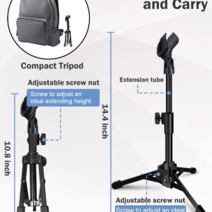 Mictop 2 Pack Desktop Mic Stand, Portable Foldable Tripod with Mic Clip Holder, Adjustable Microphone Stand For Dynamic Microphone.