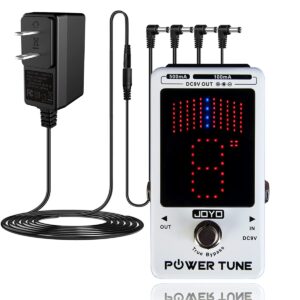 joyo jf-18r power tune tuner pedal bundle with dc 9v daisy chain power supply (800ma -1a) adapter