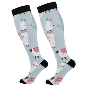 xigua cartoon llama compression socks for women & men circulation-best for running,nurse,travel,cycling