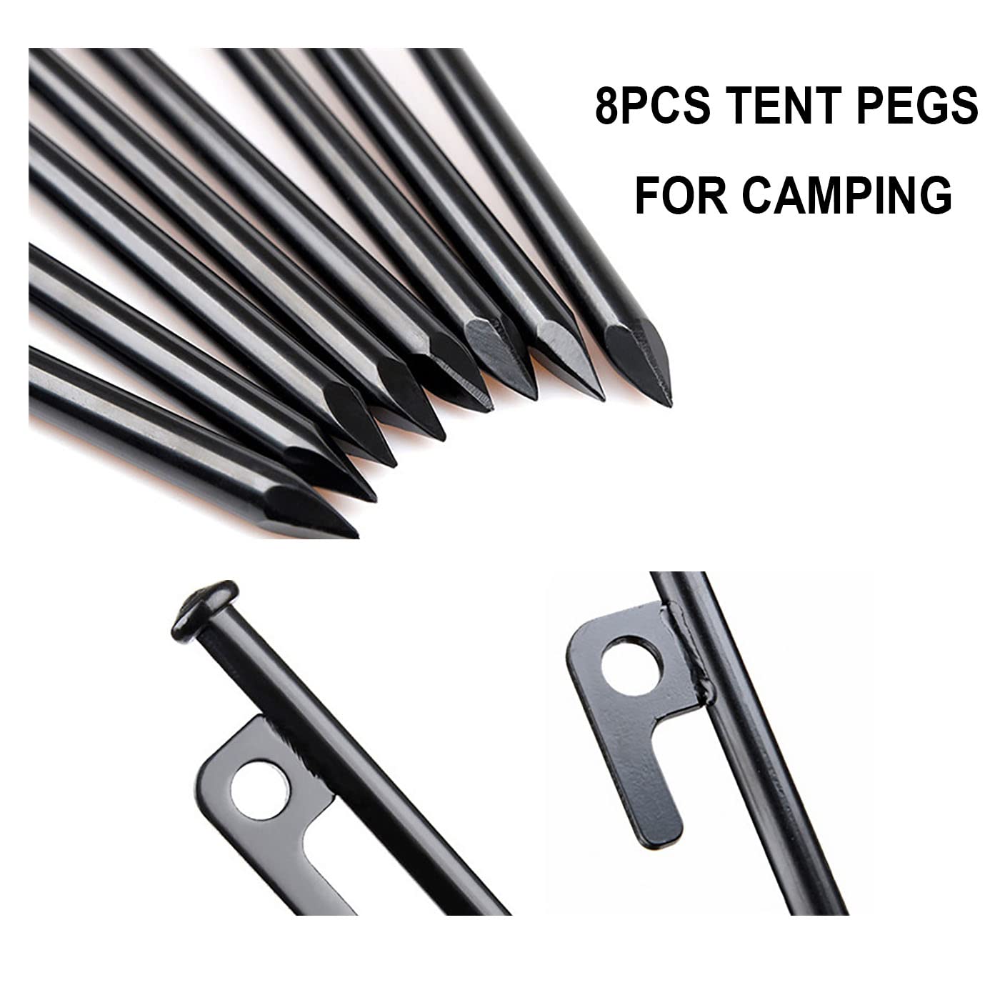 Tent Stakes Heavy Duty 12 inch Steel Tent Pegs for Camping Unbreakable and Inflexible