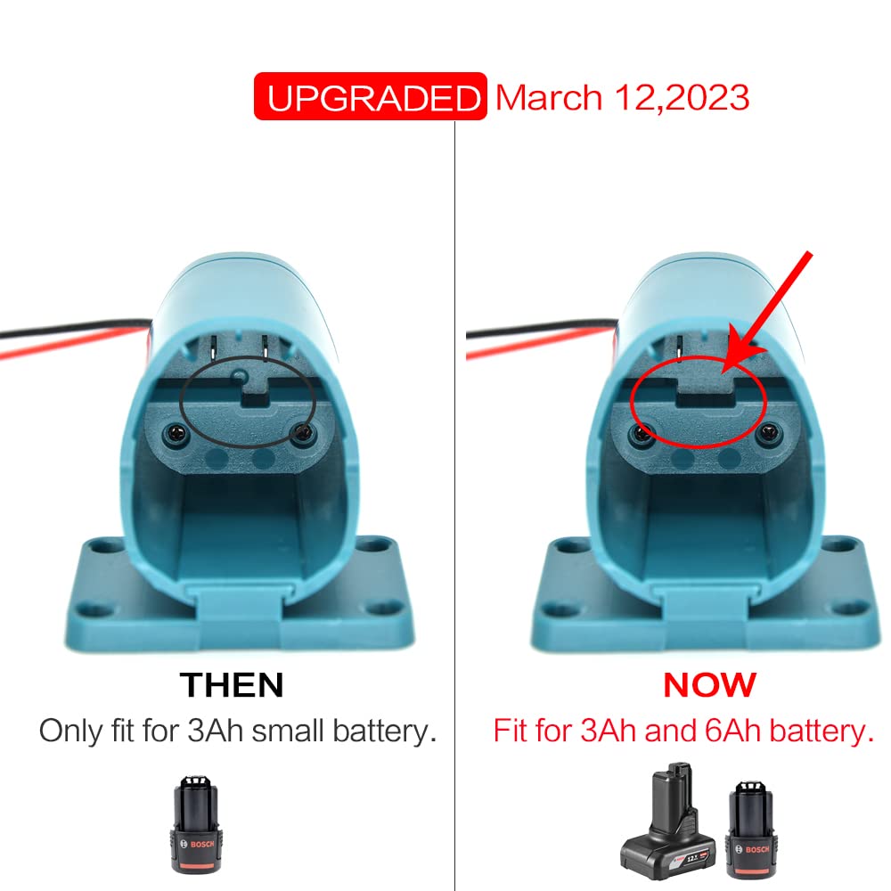 IRONFACE Power Wheel Adapter for Bosch 10.8V 12V Battery Holder Wall Mount, Power Connector,Power Tool DIY Battery Connector (Battery not Included) 1pcs