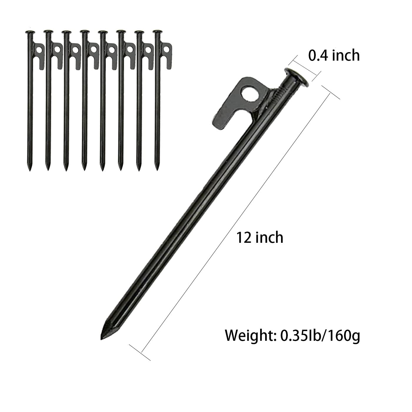 Tent Stakes Heavy Duty 12 inch Steel Tent Pegs for Camping Unbreakable and Inflexible