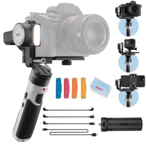 zhiyun crane m2s camera gimbal 3-axis handheld video stabilizer for mirrorless camera,action camera,smartphone,for sony a6000,a6300,a6500,for gopro hero 10/9/7,for iphone 13 pro max mini 12 11