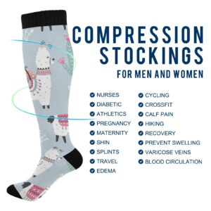 xigua Cartoon Llama Compression Socks for Women & Men Circulation-Best for Running,Nurse,Travel,Cycling