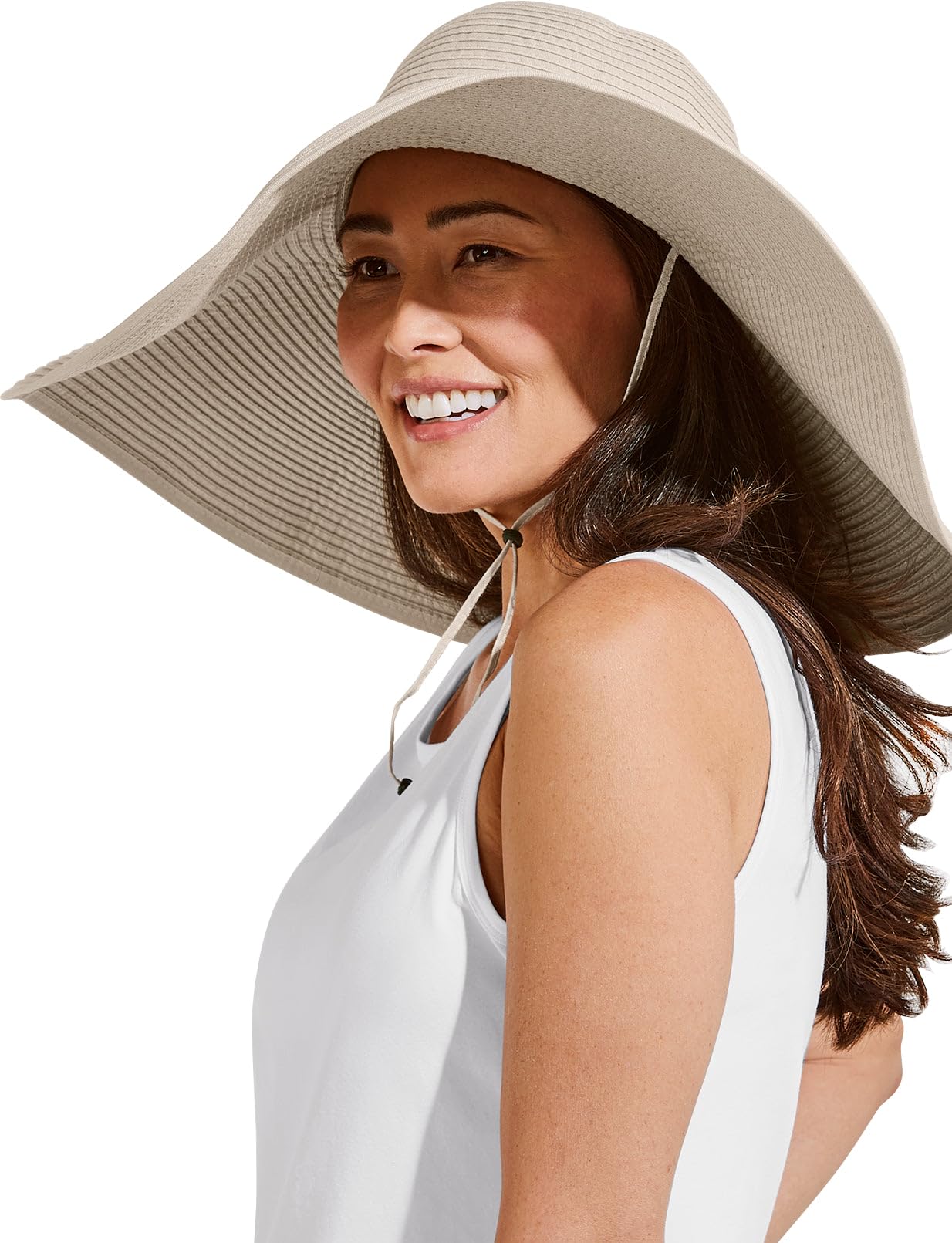 Coolibar UPF 50+ Women's COMPACT in A SNAP!? Shelby Shapeable Poolside Hat - Sun Protective (One Size- Tan Convertible Roll w/Snap)