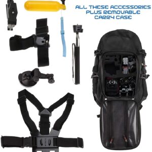 Navitech Action Camera Backpack & 50-in-1 Accessory Combo Kit with Integrated Chest Strap - Compatible with AKASO V50 Pro Action Camera