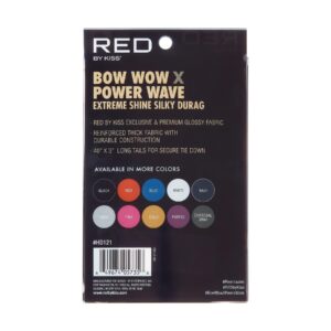 RED by Kiss Bow Wow Extreme Shine Silky Durag - Breathable, Long Tail Doo Rag for Maximum Wave Compression and Smooth Wide Straps (Black)