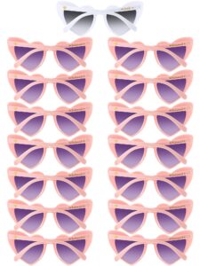 15 pairs bachelorette sunglasses heart shaped sunglasses bridesmaid bride eyewear bridesmaid proposal gifts for wedding party (white gray, pink gray)