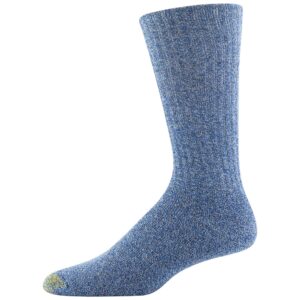 GOLDTOE Men's Harrington Crew Socks, Multipairs, Spectrum Blue Assorted (6-Pairs), Large