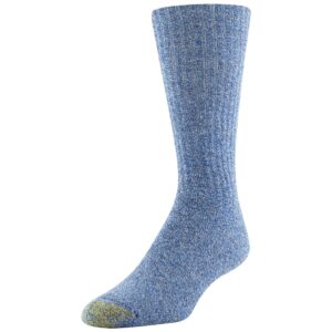 GOLDTOE Men's Harrington Crew Socks, Multipairs, Spectrum Blue Assorted (6-Pairs), Large