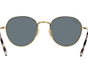 Ray-Ban RB3582 David Round Sunglasses, Gold/Dark Blue Polarized, 53 mm