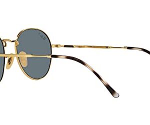 Ray-Ban RB3582 David Round Sunglasses, Gold/Dark Blue Polarized, 53 mm