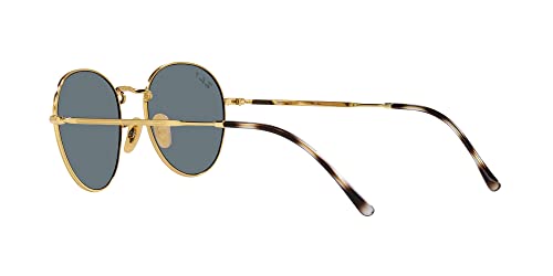 Ray-Ban RB3582 David Round Sunglasses, Gold/Dark Blue Polarized, 53 mm