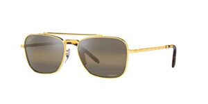 ray-ban rb3636 new caravan square sunglasses, legend gold/polarized clear gradient dark brown, 58 mm