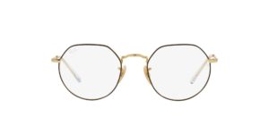 ray-ban rx6465 jack round prescription eyewear frames, matte black on gold/demo lens, 49 mm