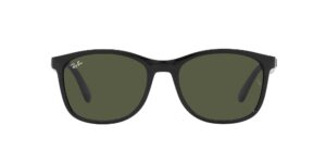 ray-ban rb4374f low bridge fit square sunglasses, black/green, 58 mm