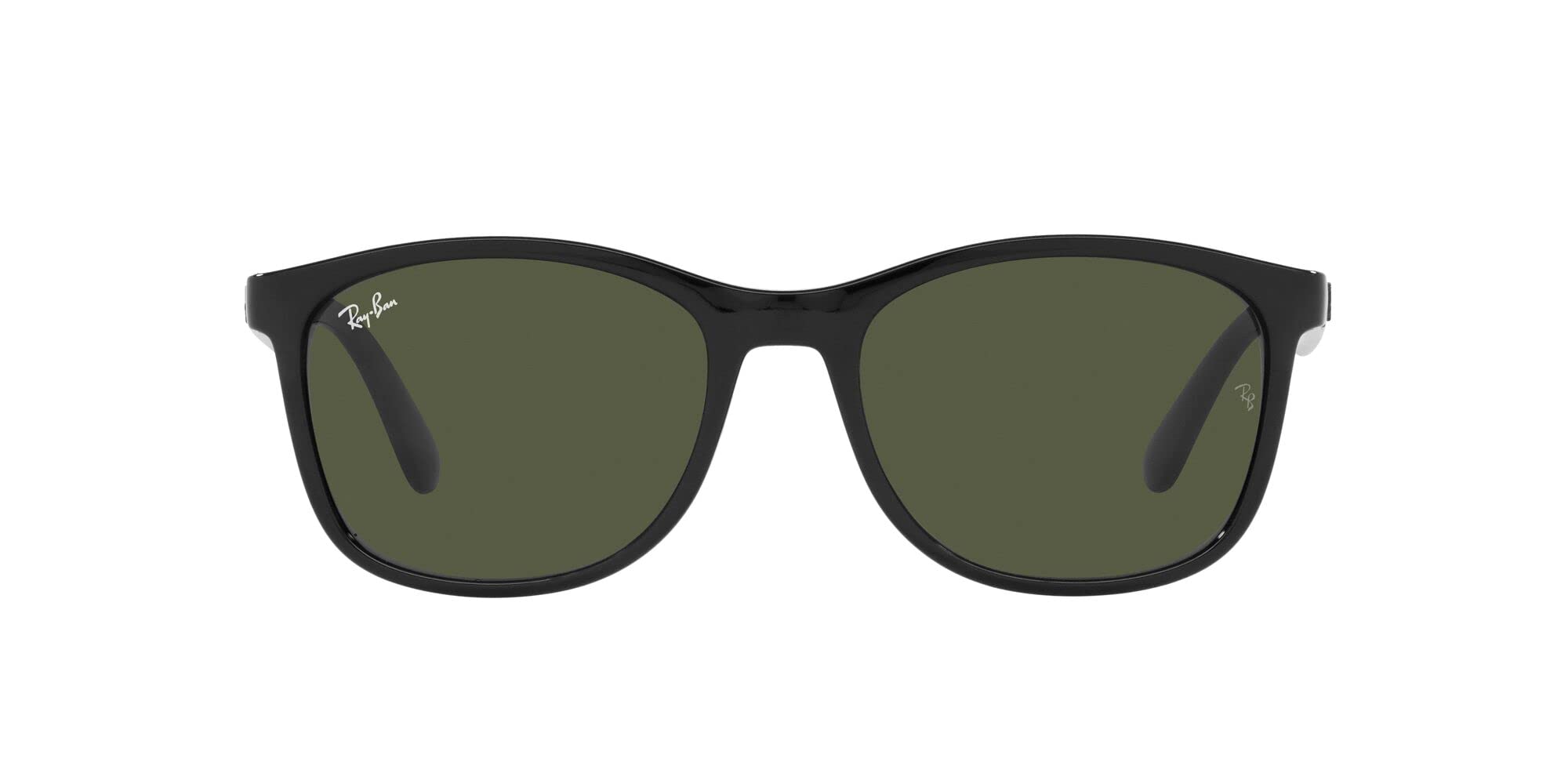 Ray-Ban RB4374F Low Bridge Fit Square Sunglasses, Black/Green, 58 mm