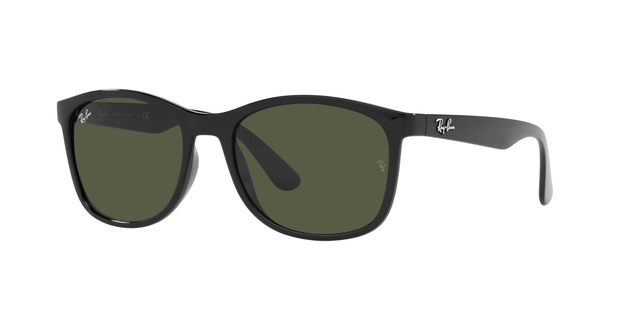 Ray-Ban RB4374F Low Bridge Fit Square Sunglasses, Black/Green, 58 mm