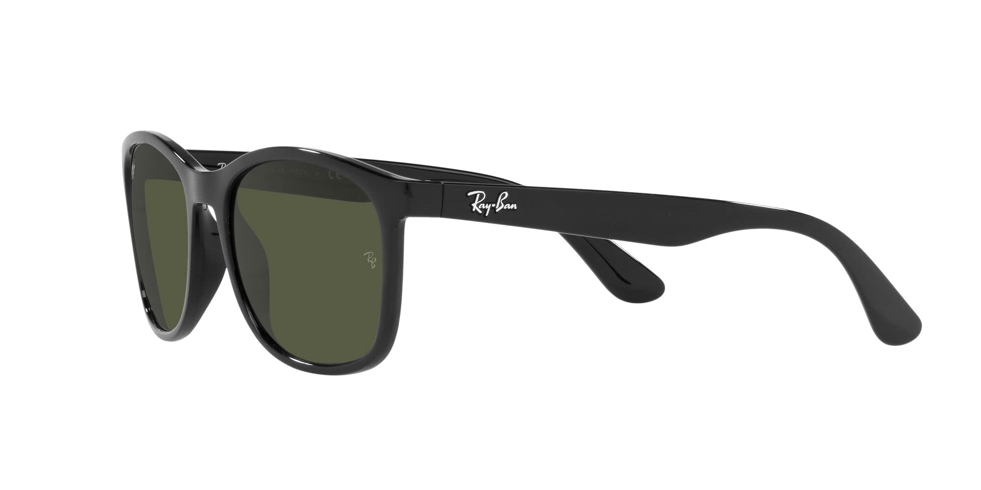 Ray-Ban RB4374F Low Bridge Fit Square Sunglasses, Black/Green, 58 mm