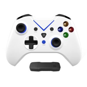 gina joyfurno wireless controller compatible with xbox one, xbox series s/x/360/pc/ps3/windows 7/8/10/11, built-in dual vibration with 2.4ghz connection, usb charging, led backlight (blue)