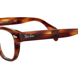 Ray-Ban RX0880 Square Prescription Eyewear Frames, Striped Havana/Demo Lens, 52 mm