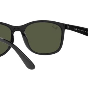 Ray-Ban RB4374F Low Bridge Fit Square Sunglasses, Black/Green, 58 mm