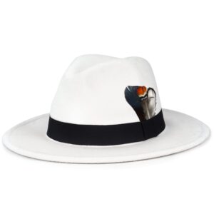 fadachy classic fedora hat for men & women wide brim felt hat panama dress hat white fedora