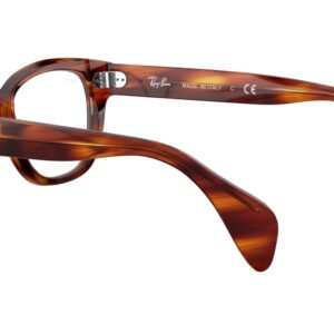 Ray-Ban RX0880 Square Prescription Eyewear Frames, Striped Havana/Demo Lens, 52 mm