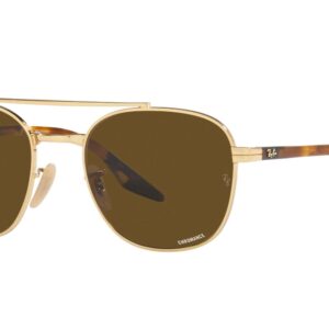 Ray-Ban RB3688 Square Sunglasses, Gold/Polarized Brown, 52 mm