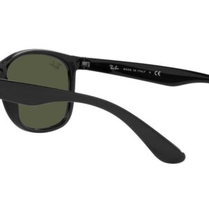 Ray-Ban RB4374F Low Bridge Fit Square Sunglasses, Black/Green, 58 mm