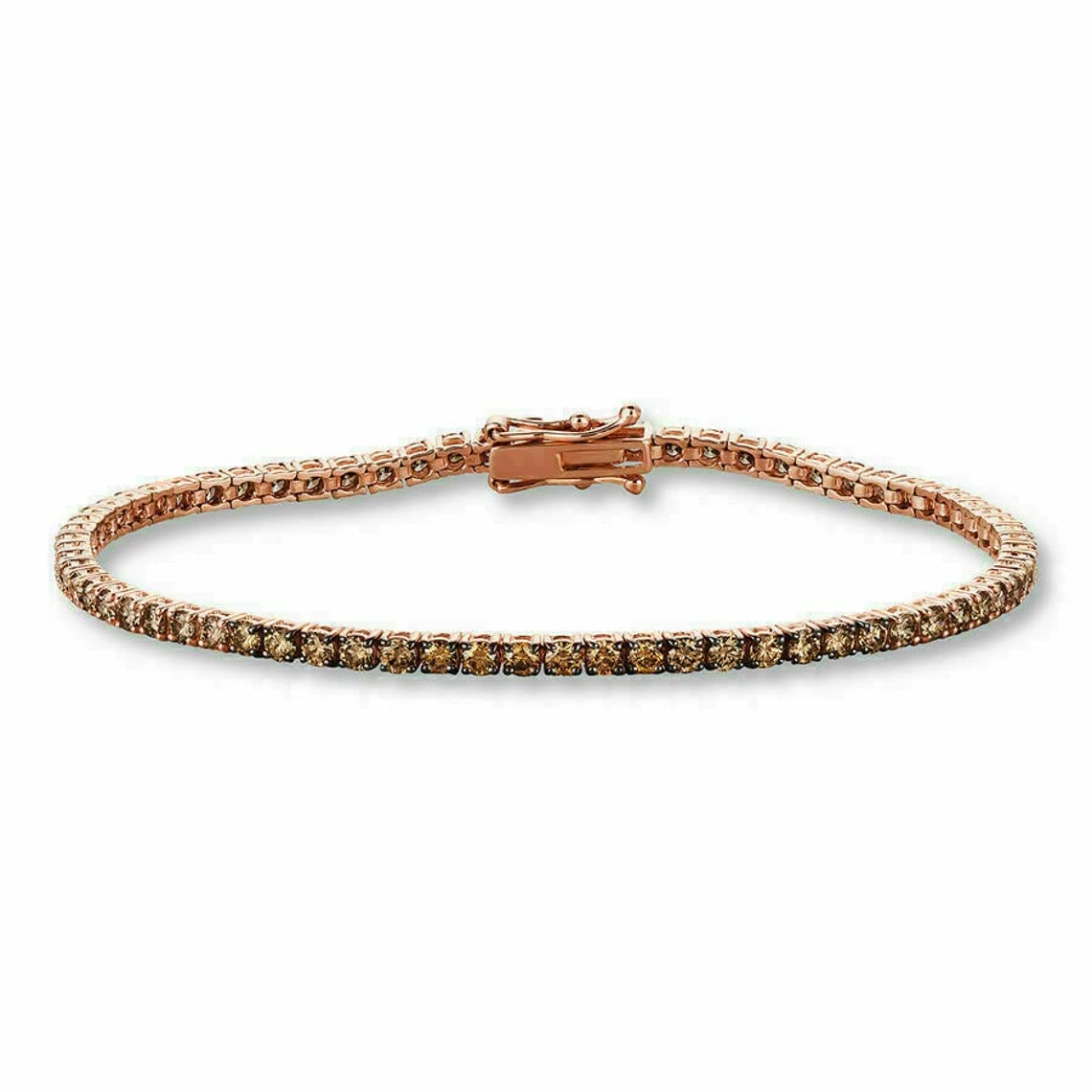 5.00 Ct Round Cut Chocolate Diamond Tennis Bracelet 14k Rose Gold Over All Size Available Brown